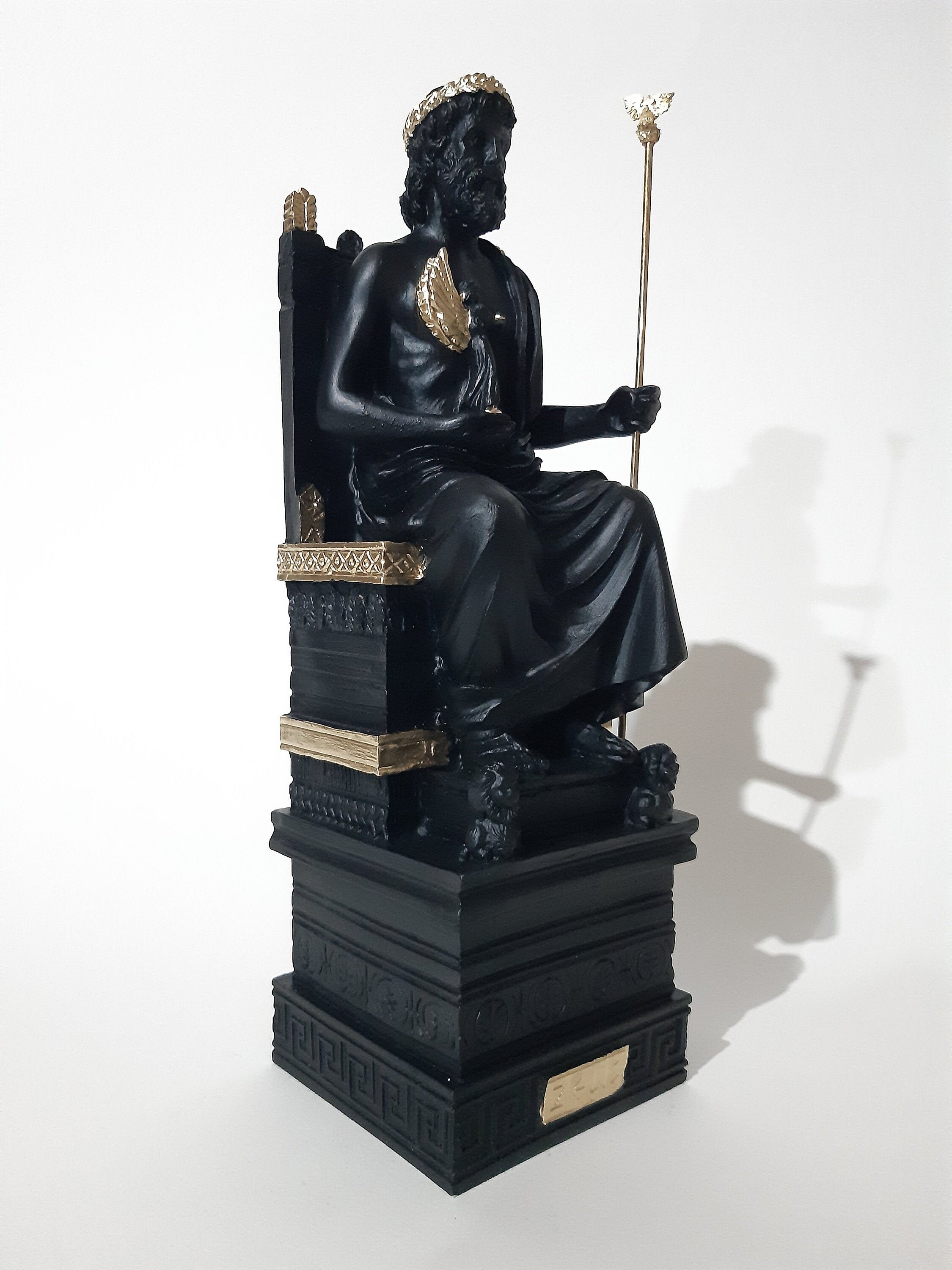 Greek Roman God Zeus Statue Mythology Handmade Alabaster Black ...